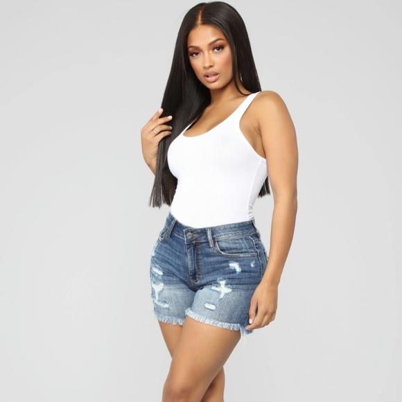 Fashion Nova | Shorts | Mariah Distressed Denim Shorts Dark Denim ...